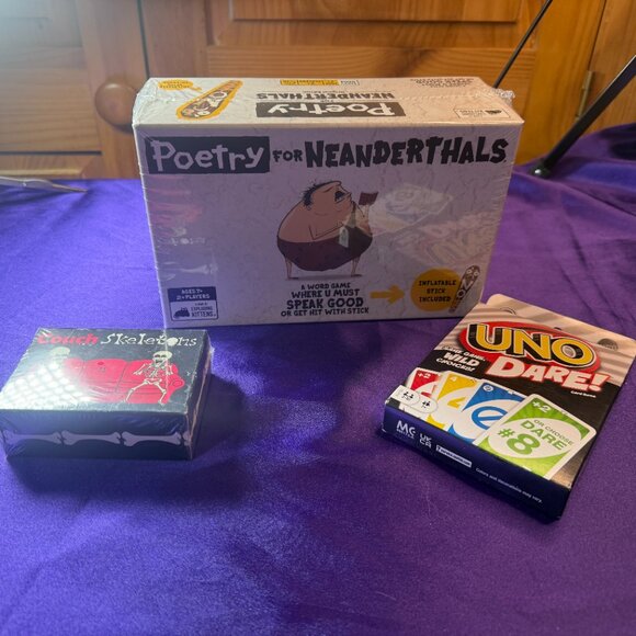 Mattel | Toys | New 3 Card Family Games Poetry For Neanderthals Couch ...